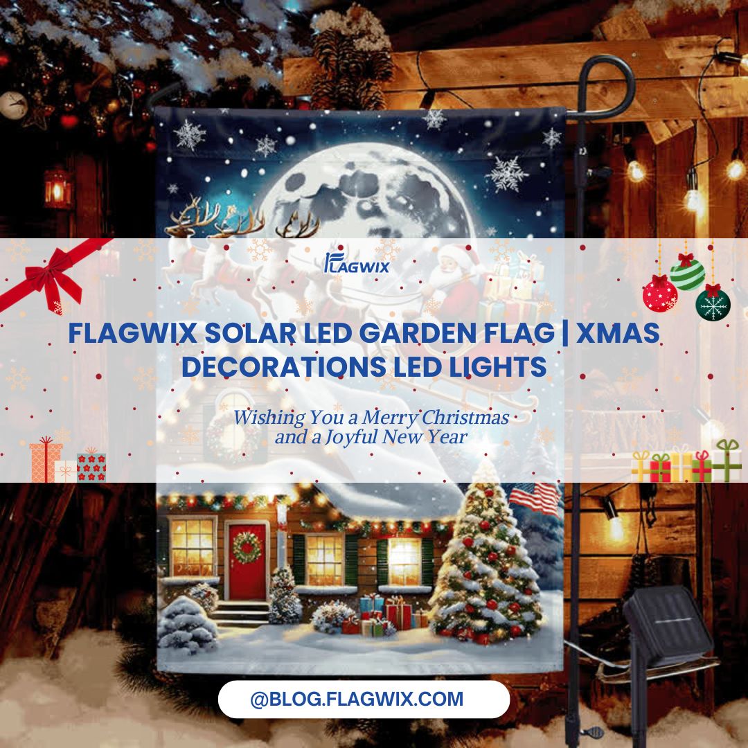 Flagwix Solar LED Garden Flag | Xmas Decorations LED Lights